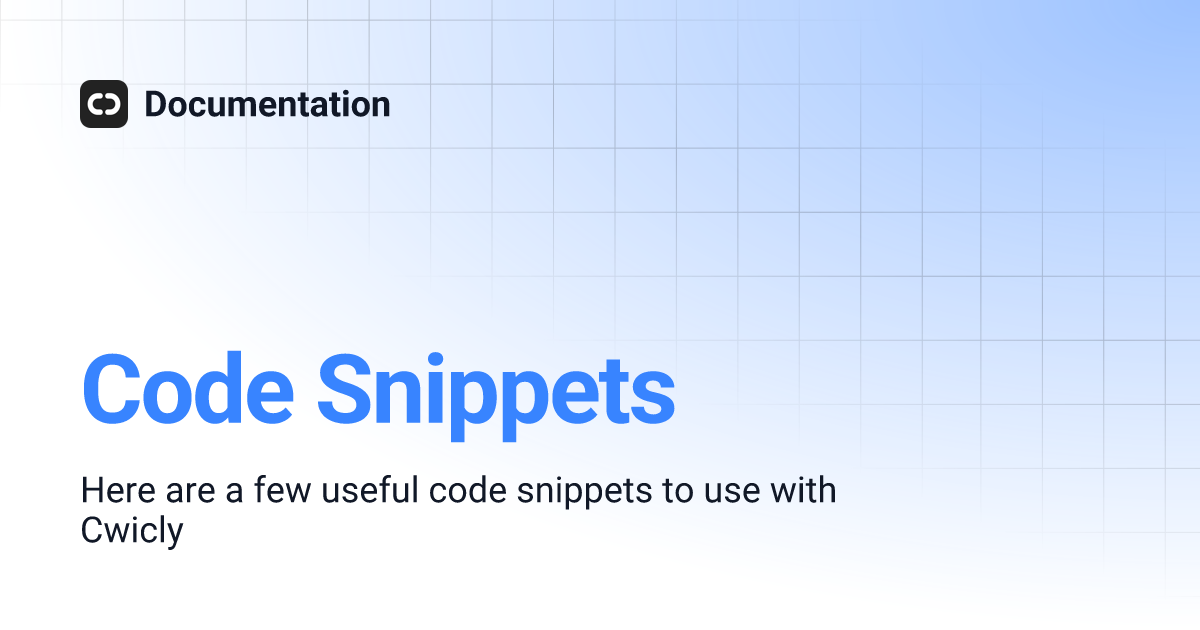 Code Snippets | Documentation