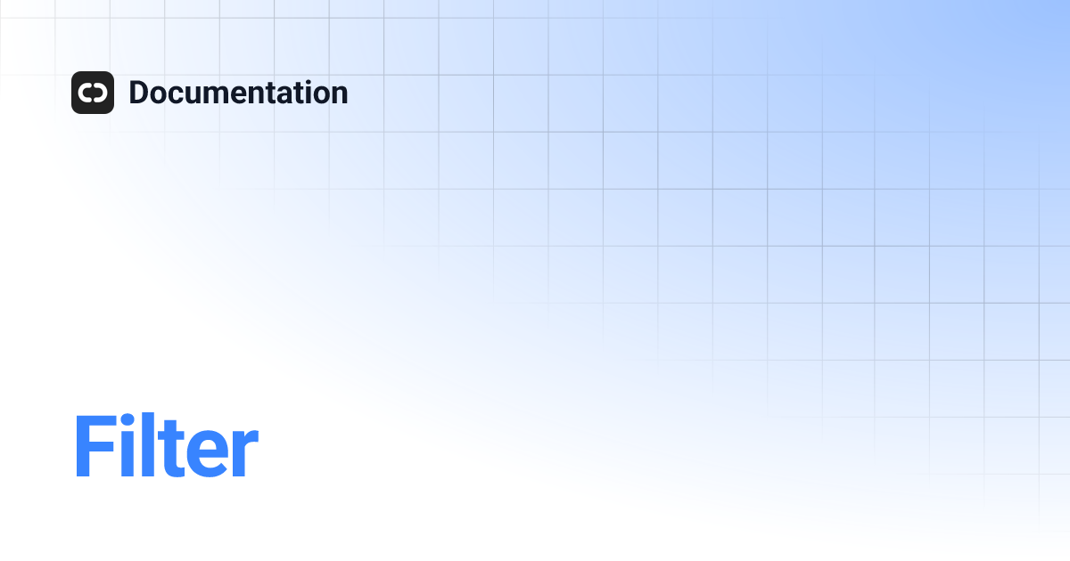 Filter | Documentation